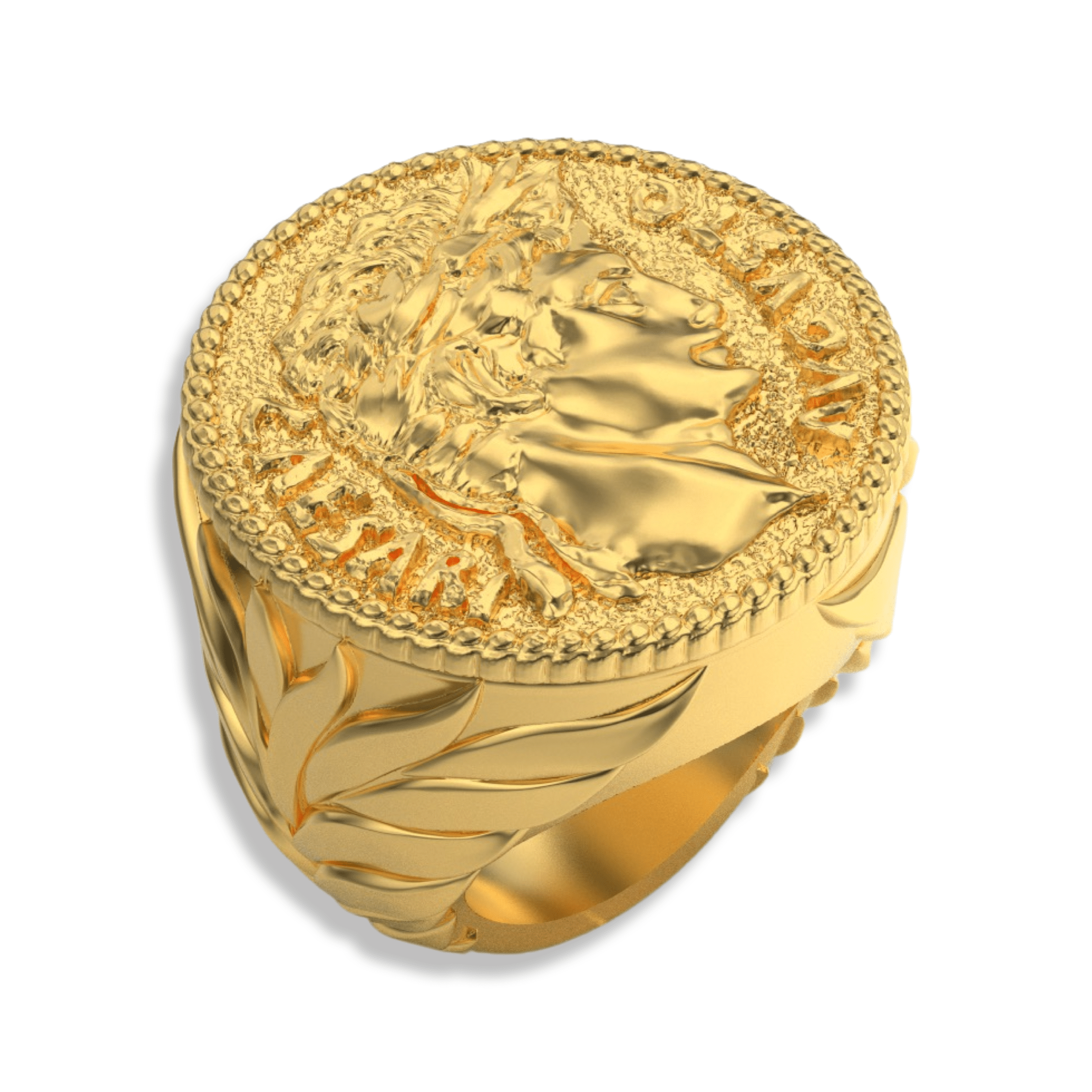 Yellow Gold Caesar Roman Coin Ring