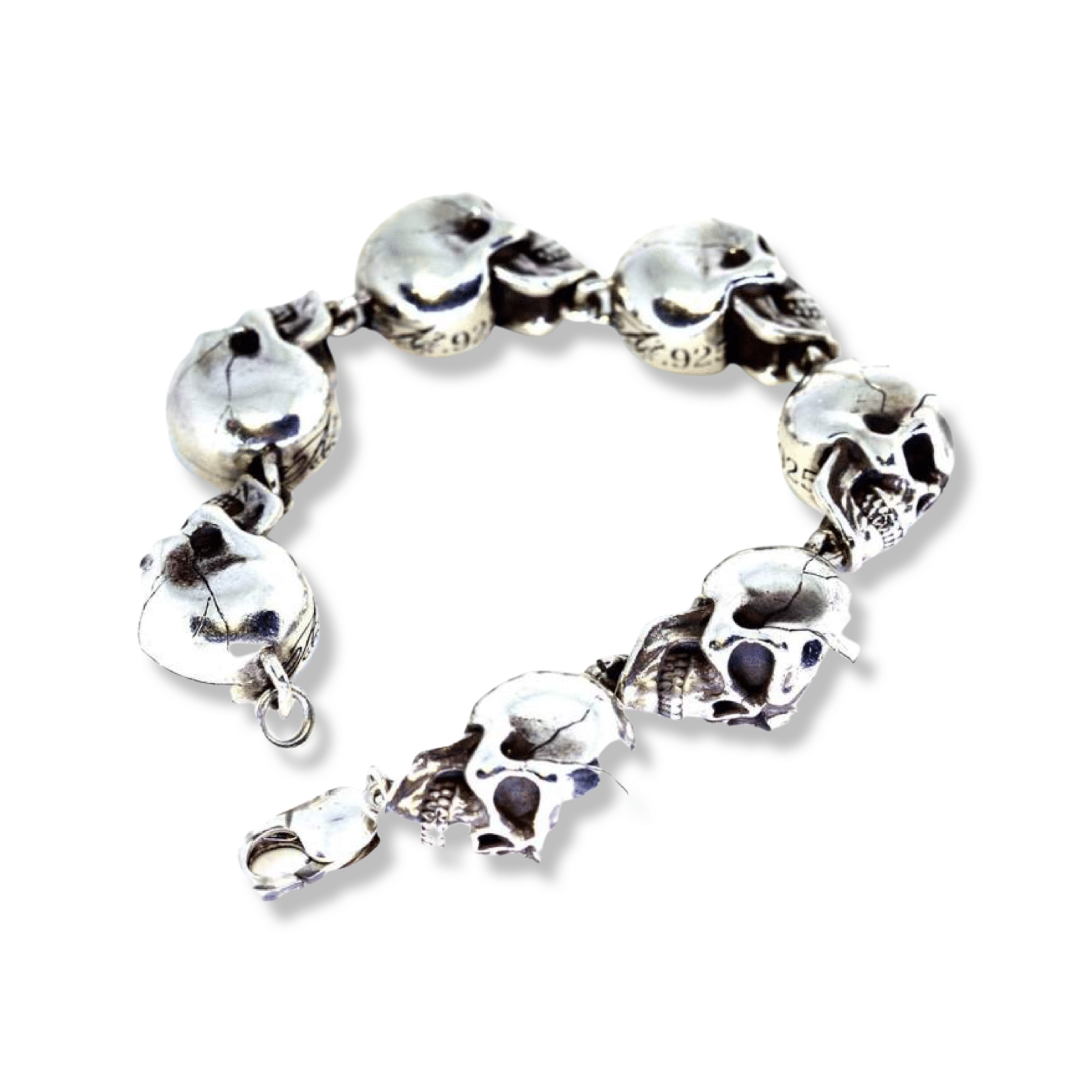 Solid Silver Men's Skull Bracelet